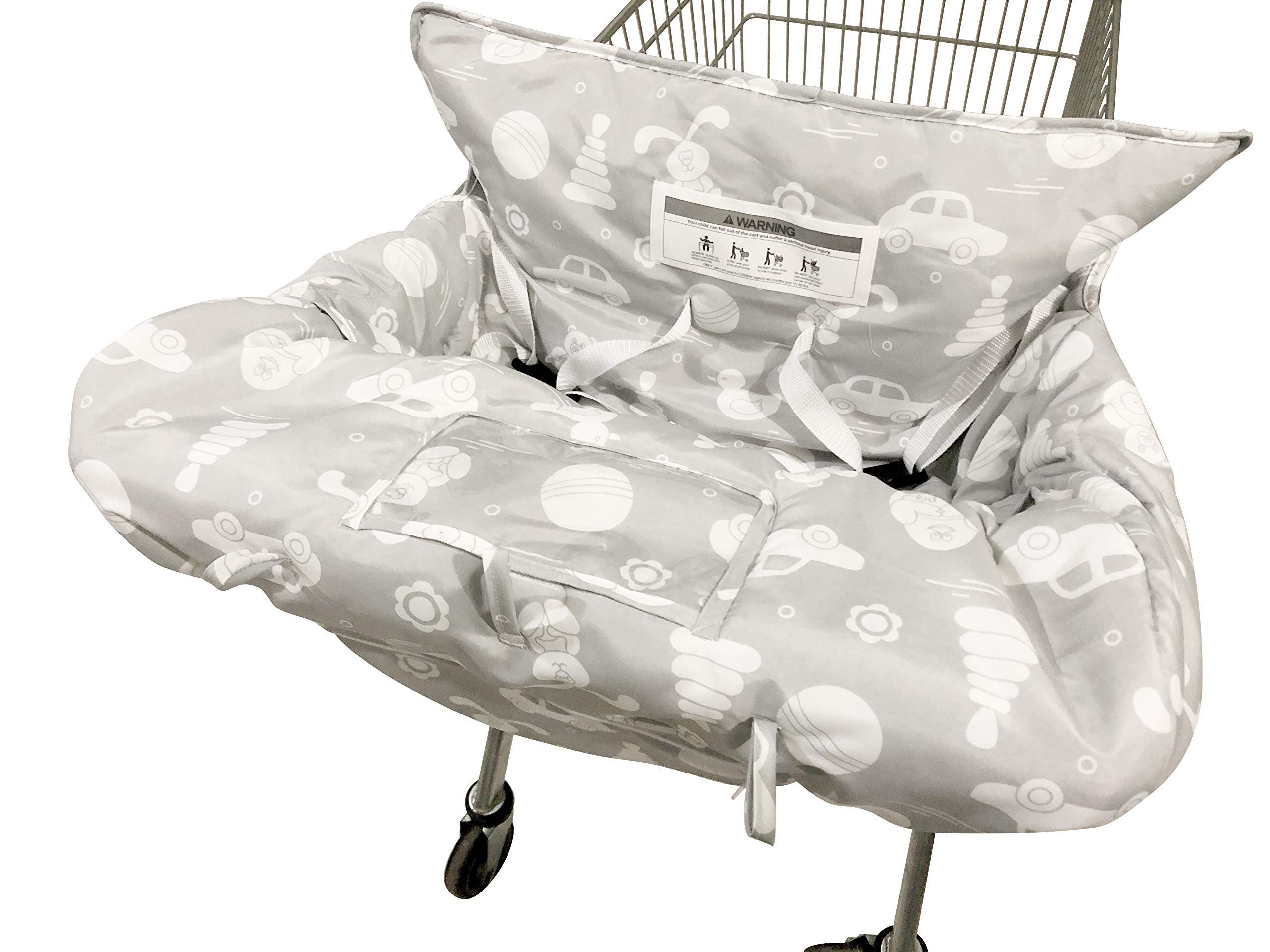 Twins Double Shopping Cart Covers fits Regular and Warehouse Large Child Grocery Basket Seats with Optional 2 or 4 Leg Holes Ditto Kiddo by Oopsababy
