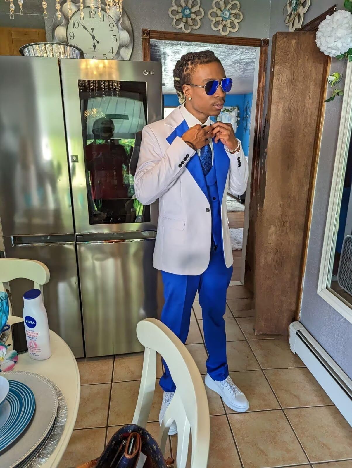 Royal Blue Tux for Men for Wedding Slim Fit 3 Piece Suit One Button Prom Suits Blazer Vest & Trousers