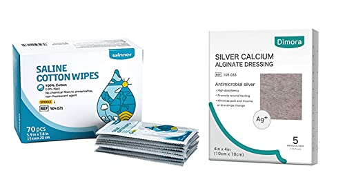 Unscented Baby Saline Wet Wipe & Ag Silver Calcium Alginate Wound Dressing Pads