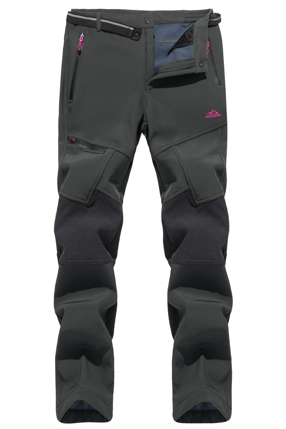 TACVASEN Women's Thick Pants Hiking Snowboard Snow Pants Reinforced Knees, Purple, 36