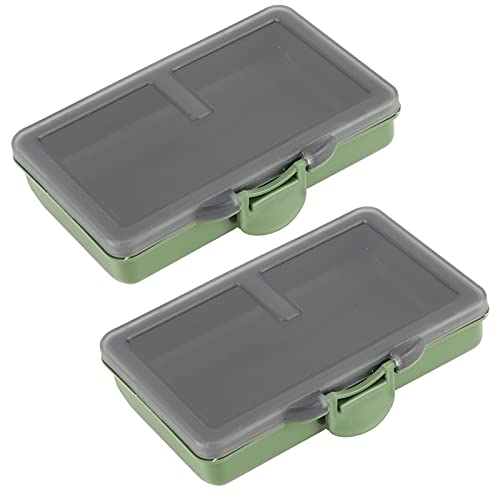 YUUGAA Tackle Storage Box,2Pcs Fishing Hook Bait Gadget Box Mini PP Storage Box Case for Fishing Tackle Accessories(Two grids)