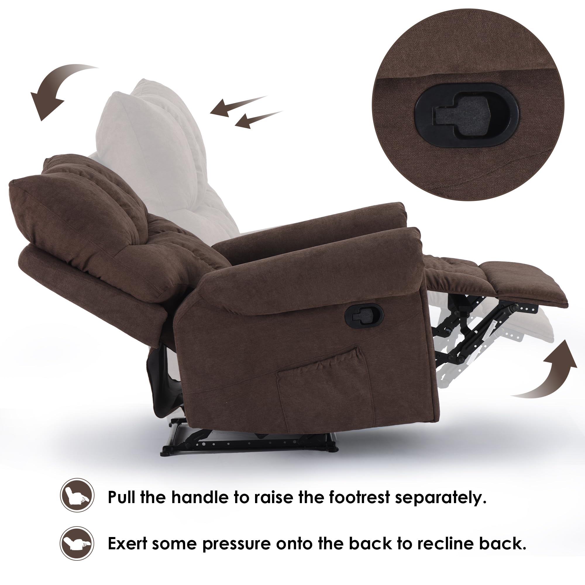 STARY Princess Recliner Sofa for Living Room Chair for Adults Lady, Chocolate