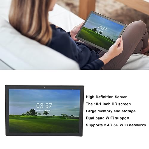 Tablet PC, 2MP Front Camera Dual SIM Dual Standby 10.1 Inch Tablet 6GB RAM 64GB ROM for Android10 for Learning for Work (Black)