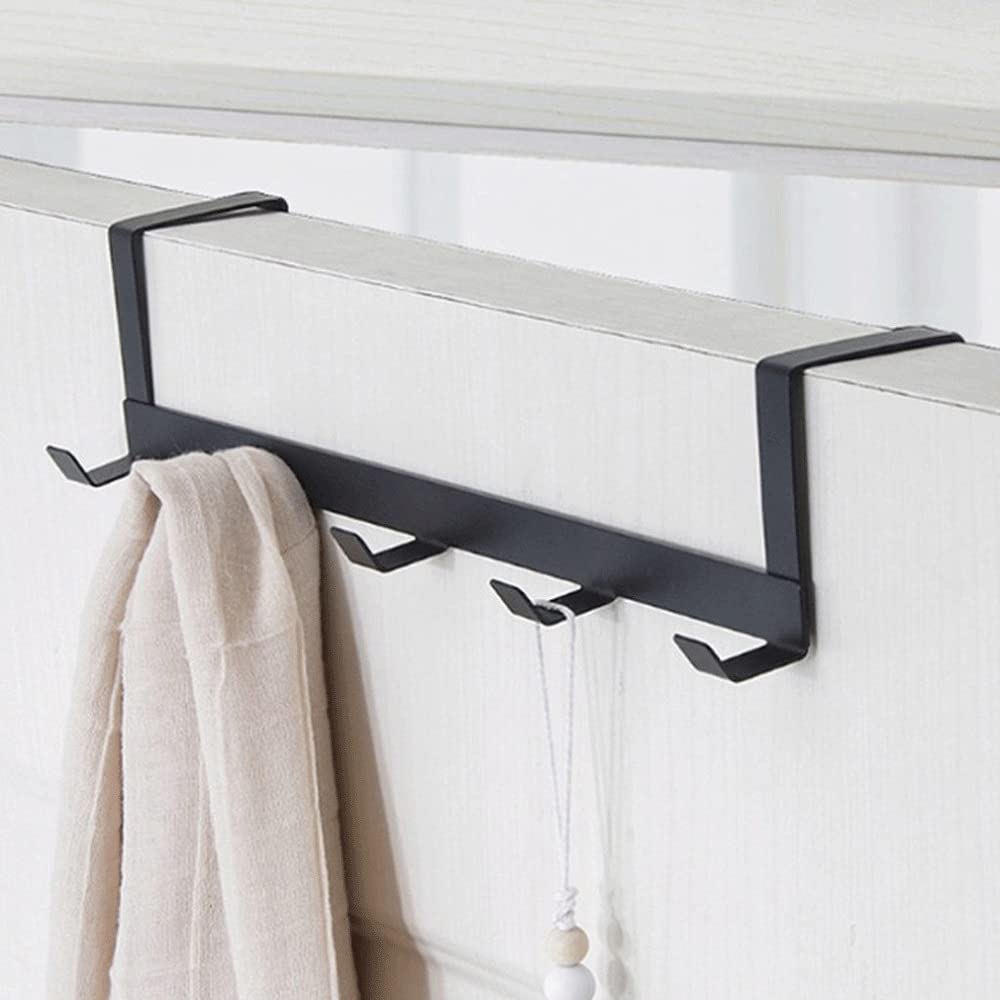 ZILZAL Metal Hooks for Hanging 2 Pcs Over The Door 5 Hooks Home Bathroom Organizer Rack Clothes Coat Hat Towel Hanger Shelf