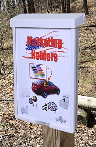 Set of 6, Outdoor Literature Dispenser for 8.25 x 11 Pamphlets with Clear Front Panel, Hinged Top Lid, Semi-Waterproof Brochure Holder for Wall Mount - Plastic, White