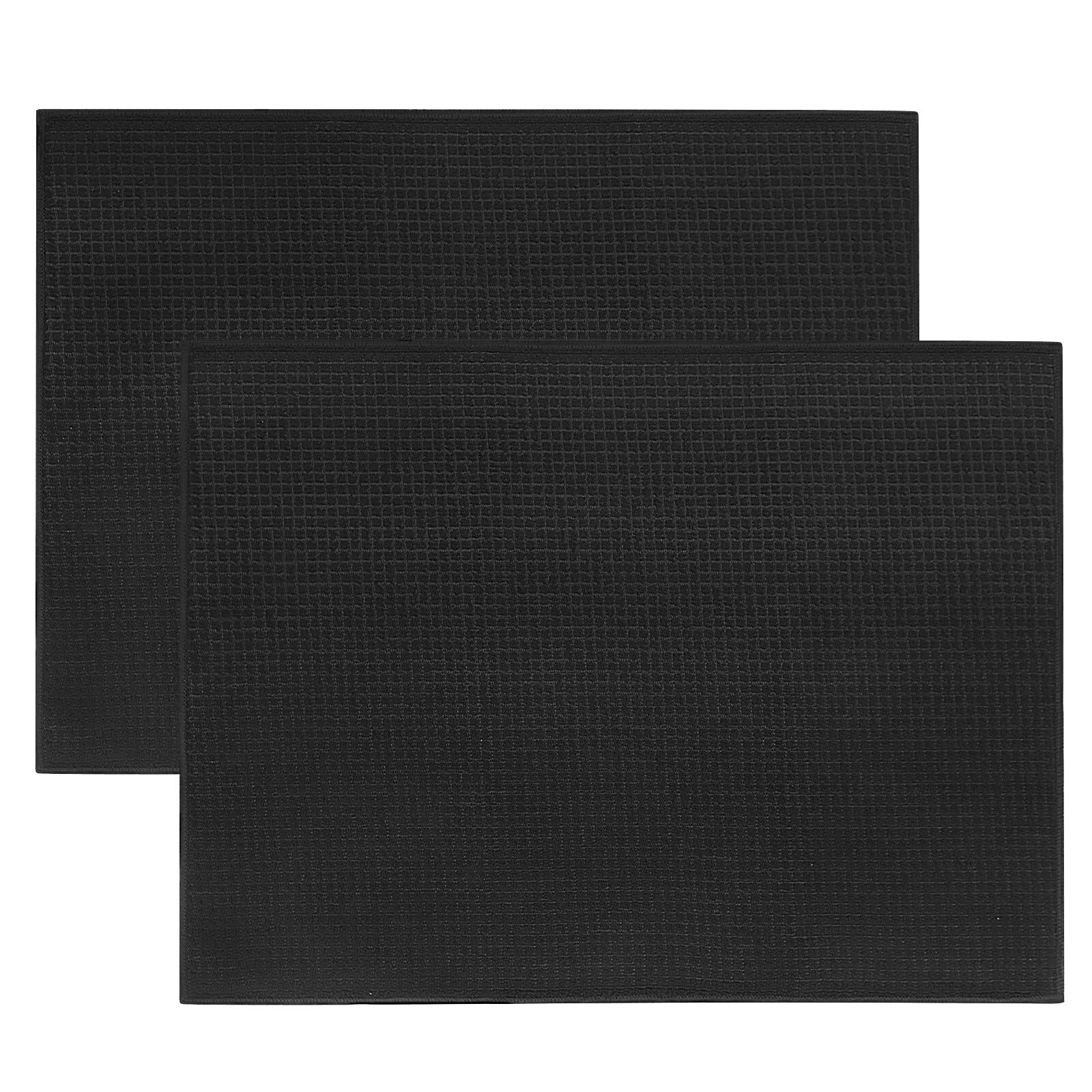 Topsky Microfiber Dish Drying Mat 2 Pack, 20 X 15 Inch Kitchen Counter Mats Reversible Baby Bottles Dish Dry Pad,Super Absorbent (Black)