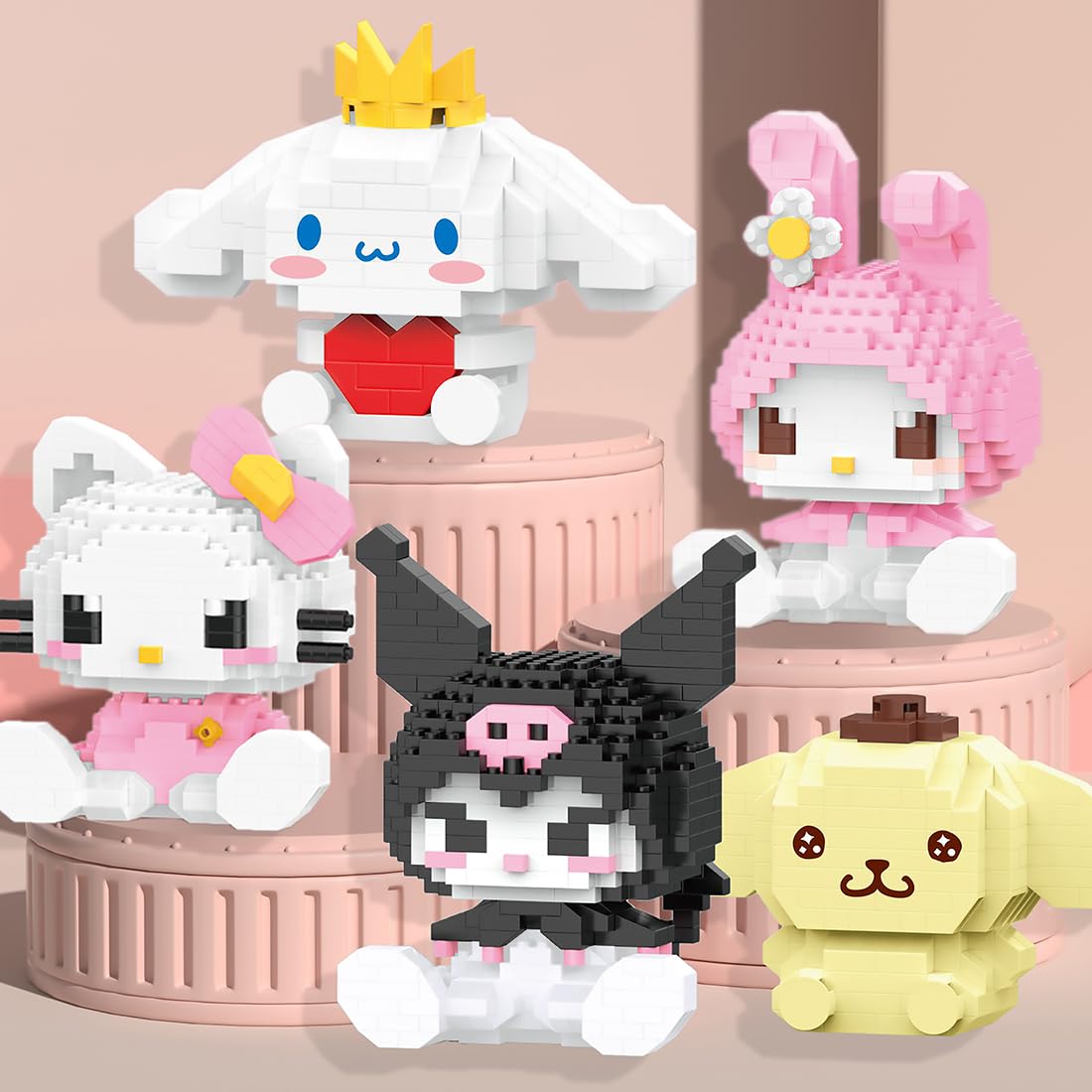 WERLIN Kawaii Anime Micro Building Blocks Set, Cute Figures Toys, 3D Cartoon Building Toys, Gifts, Bricks Block Model Kit for Intelligence Education (5pcs, One Size)