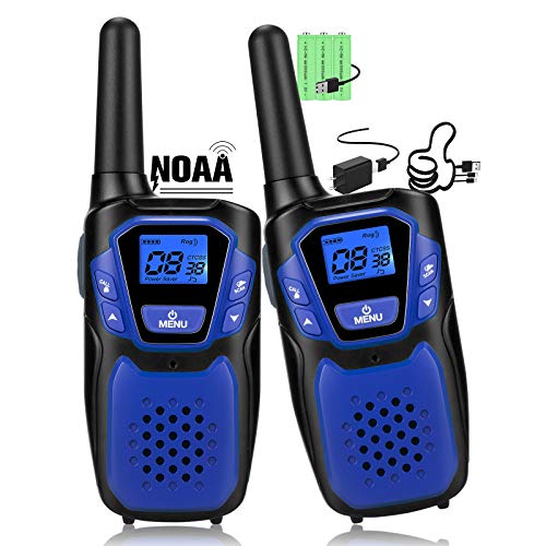 Topsung Walkie Talkies for Adult, Easy to Use Rechargeable Long Range Walky Talky Handheld Two Way Radio with NOAA for Hiking Camping(Blue 2 Pack)
