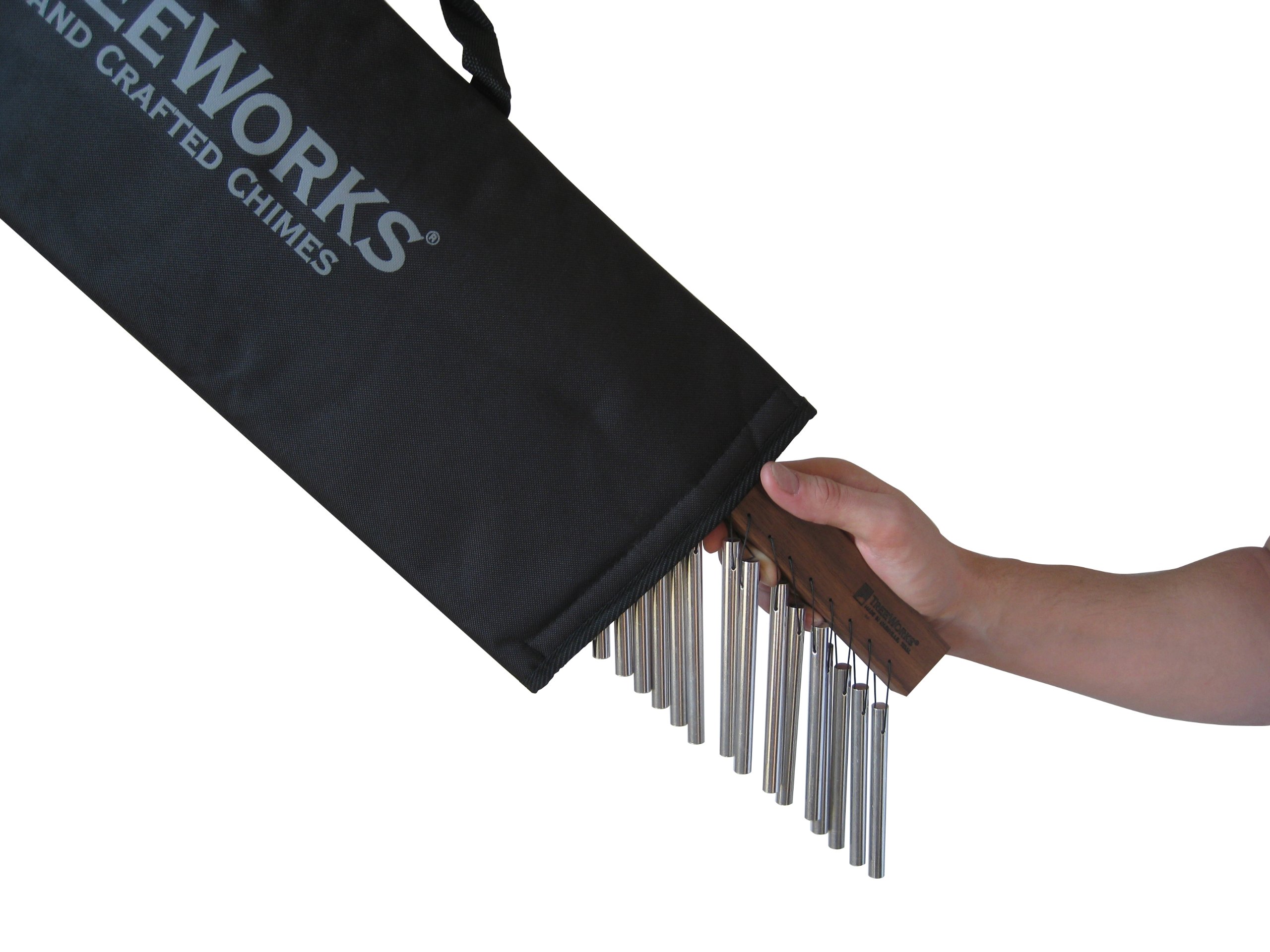 TreeWorks Chimes Complete Chime Set with Mounting Bracket and Bag β MADE IN U.S.A. β Large Single Row, Tennessee Hardwood (TRE35KIT)