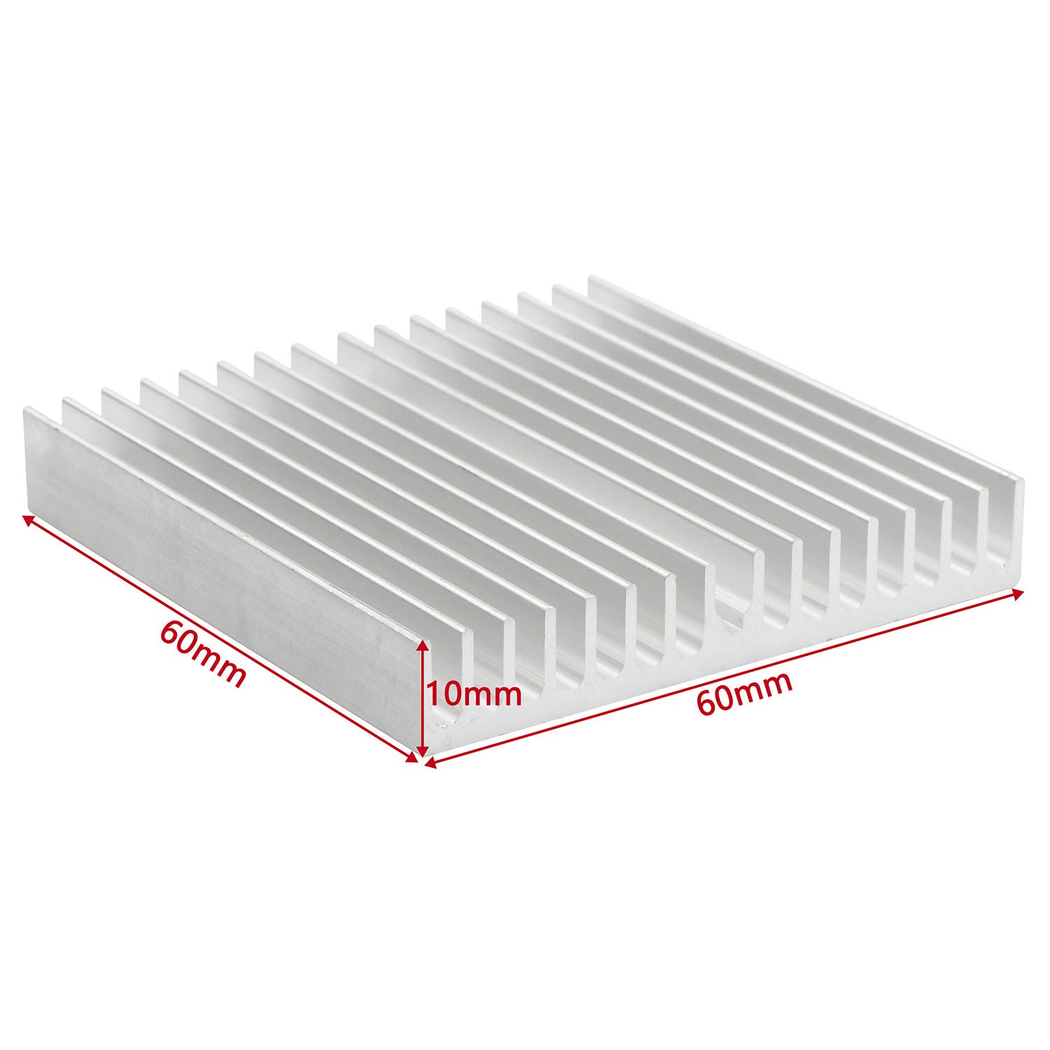 Unxuey 60mm x 60mm x 10mm Aluminum Module Heatsinks Aluminum Profile Heat Sink Cooler Cooling Fin for Power Amplifier Transistor (Pack of 10)