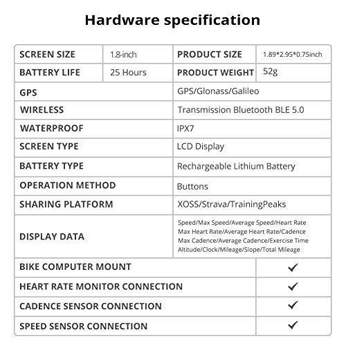 XOSS G+ GPS Bike Computer, Bluetooth ANT+ Cycling Computer, Wireless Bicycle Speedometer Odometer with LCD Display, Waterproof MTB Tracker Fits All Bikes Electric Bike (XOSS APP Support)
