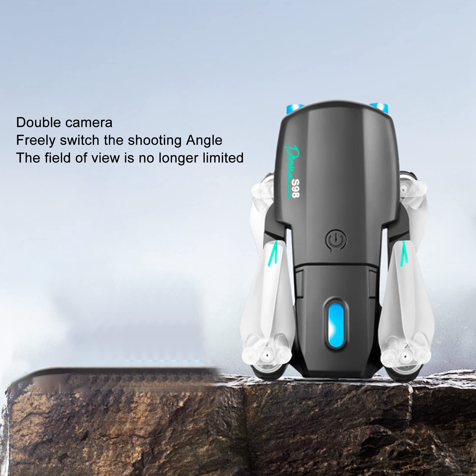 S98 RC Drone with HD Dual Camera, Folding Obstacle Avoidance RC UAV Quadcopter Helicopter for Kids Adults, 360 Degree, Altitude Hold, 72 LEDs Mode, for Photographing Video