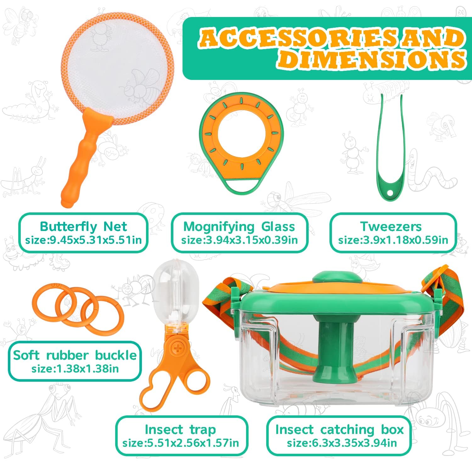 TOY Life Bug Catcher Kit for Kids Bug Catching Kit with Butterfly Net,Bug Net,Critter Keeper,Butterfly Kit,Magnifying Glass,Insect Catcher, Bug Toys Kids Explorer Kit Outdoor Toys for Kid 3 4 5 6 7 8