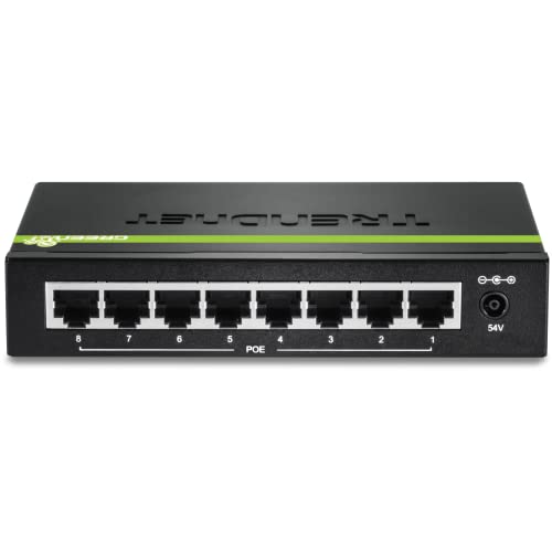 TRENDnet 8-Port Gigabit PoE+ Switch, 8 x Gigabit PoE+ Ports, 123W PoE Power Budget, 16 Gbps Switching Capacity, Desktop Switch, Ethernet Network Switch, Metal, Lifetime Protection, Black, TPE-TG80G