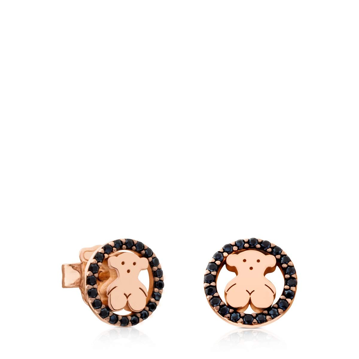 TOUS Rose Vermeil Silver Earrings for Women with Spinels & Bear Motif, Size: 0.9 cm. Camille Collection