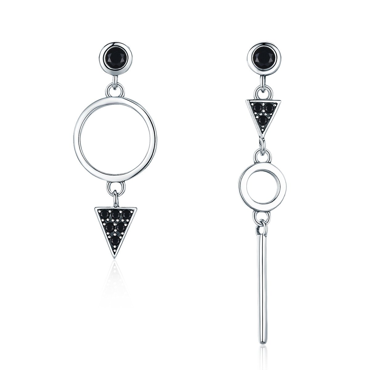 WOSTU Fashion Geometry Dangle Earrings Women's Drop Earrings Sterling Silver Tassel Asymmetrical Earrings, Metal, Cubic Zirconia