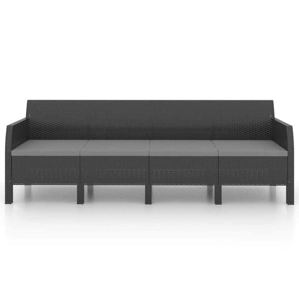 VRAXO 2 Piece Patio Lounge Set with Cushions PP Rattan Anthracite,Outdoor Furniture Sets-72.05lbs