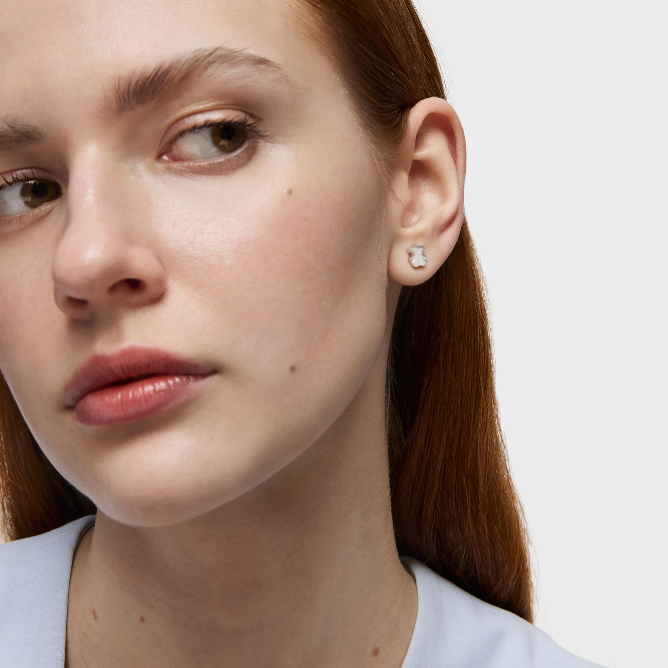 TOUS Sterling Silver Earrings for Women with Bear Motif, Size: 5mm. Puppies Collection