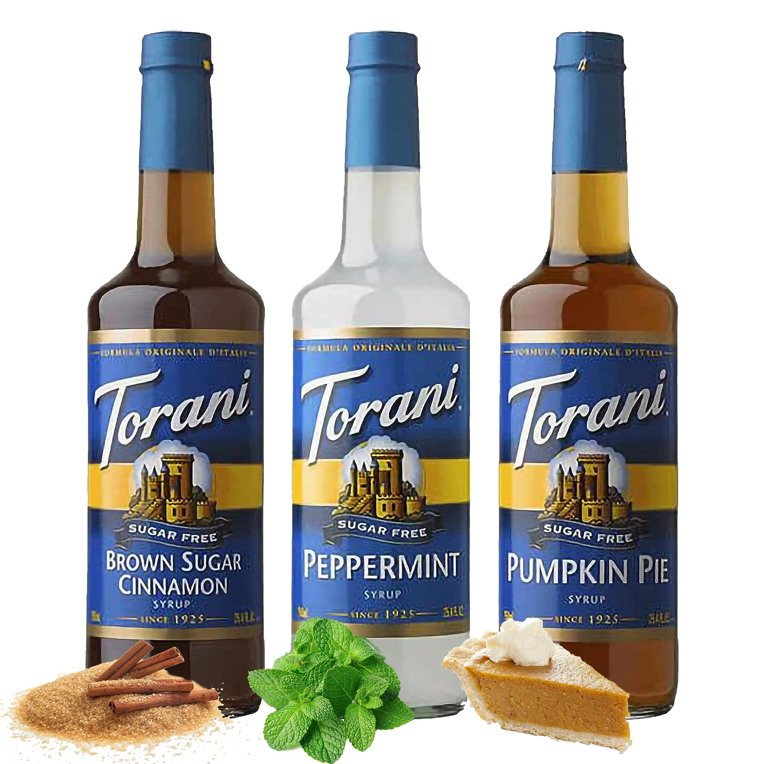 Torani Winter Syrup Flavors Sugar Free Brown Sugar Cinnamon Peppermint Pumpkin Pie Coffee Flavoring