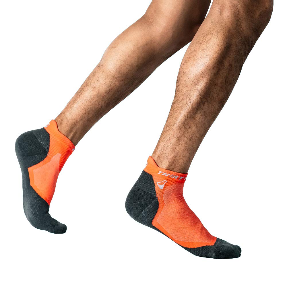 Thirty48 Ultralight Athletic Running Socks for Men and Women with Seamless Toe, Moisture Wicking, Cushion Padding (Large - Women 9-10.5 // Men 10-11.5, [3 Pairs] Black/Gray)