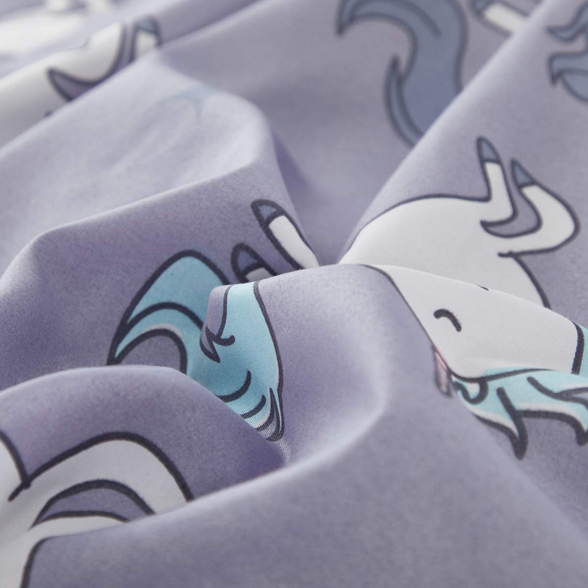 UOZZI BEDDING Unicorn 4 Piece Toddler Bedding Set with Rainbow Stars Blue-Gray - Includes Adorable Quilted Comforter, Fitted Sheet, Top Sheet, and Pillow Case for Girls Boys Bed