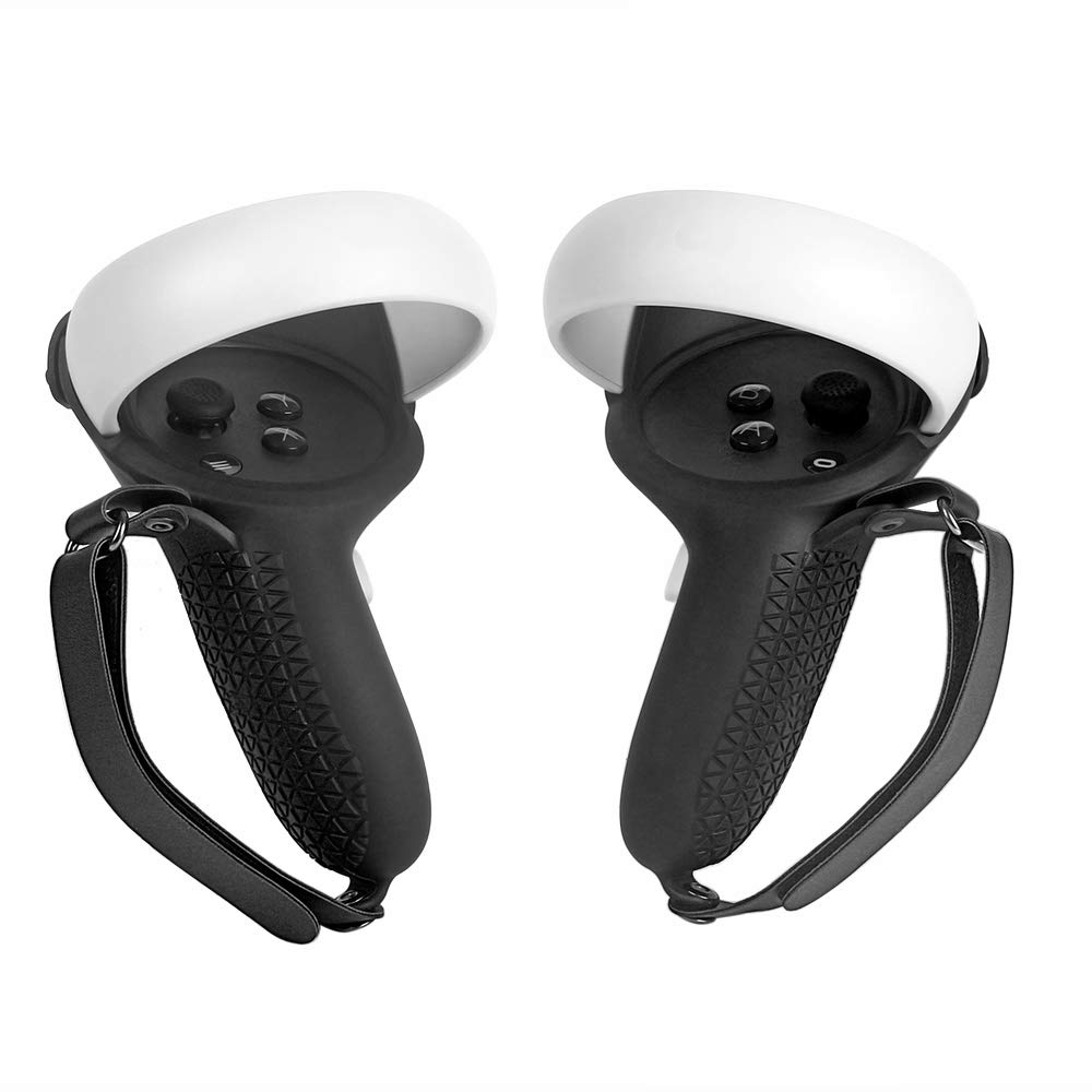Zaracle Fashion Travelling Case & Touch Controller Grip Cover & Flexible Soft TPU Head Pad & VR Silicone Face Cover for Oculus Quest 2, Custom Comfort Accessories Set (Black)