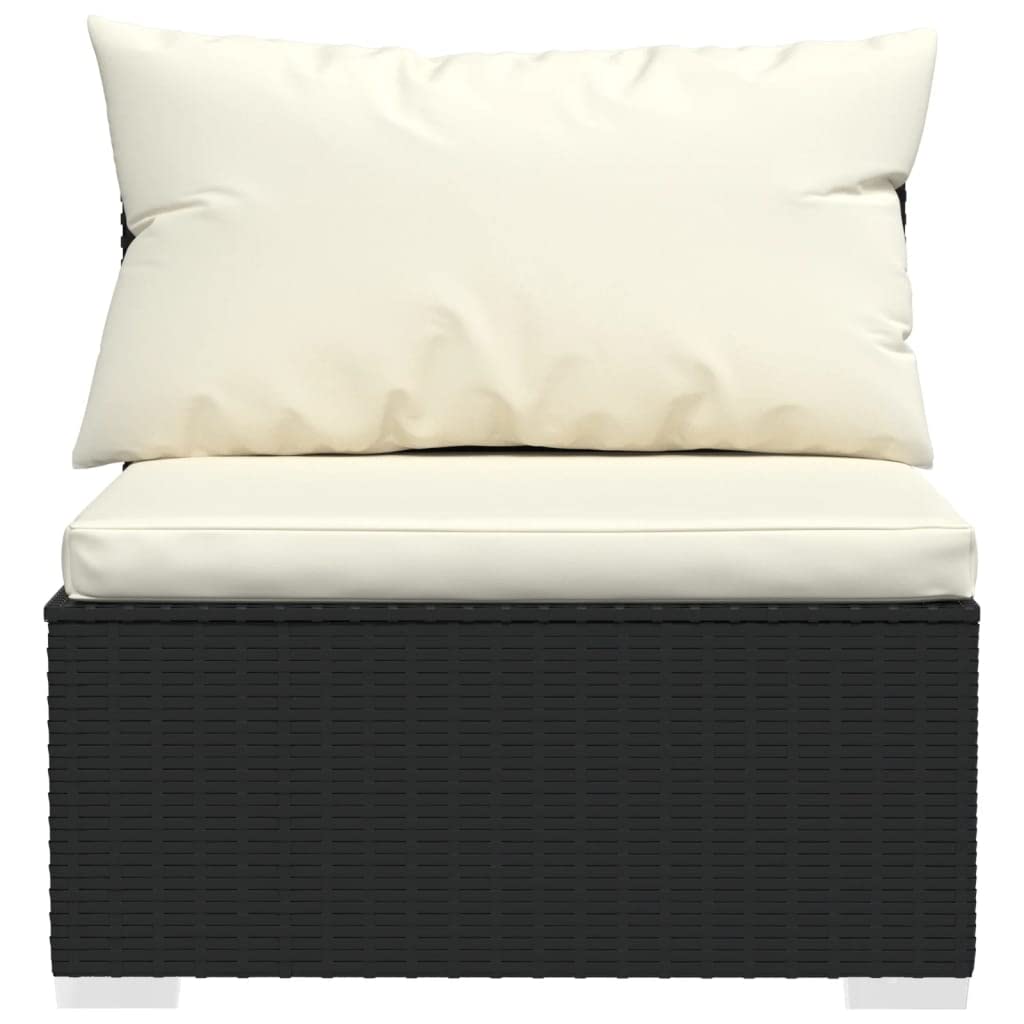 VRAXO 7 Piece Patio Lounge Set with Cushions Poly Rattan Black,Outdoor Furniture Sets-123.2lbs-10
