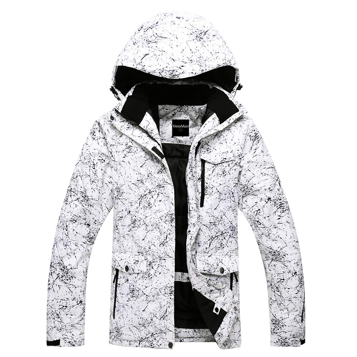 VEROMAN Snowboard Ski Jacket and Pants High Waterproof Windproof Breathable Unisex (White X Black, XL)