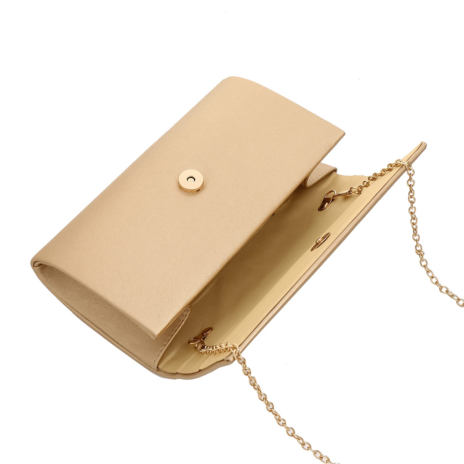 ZHANNI Clutch Purse Evening Bag for Women Handbag With Detachable Chain for Wedding and Party(Gold)