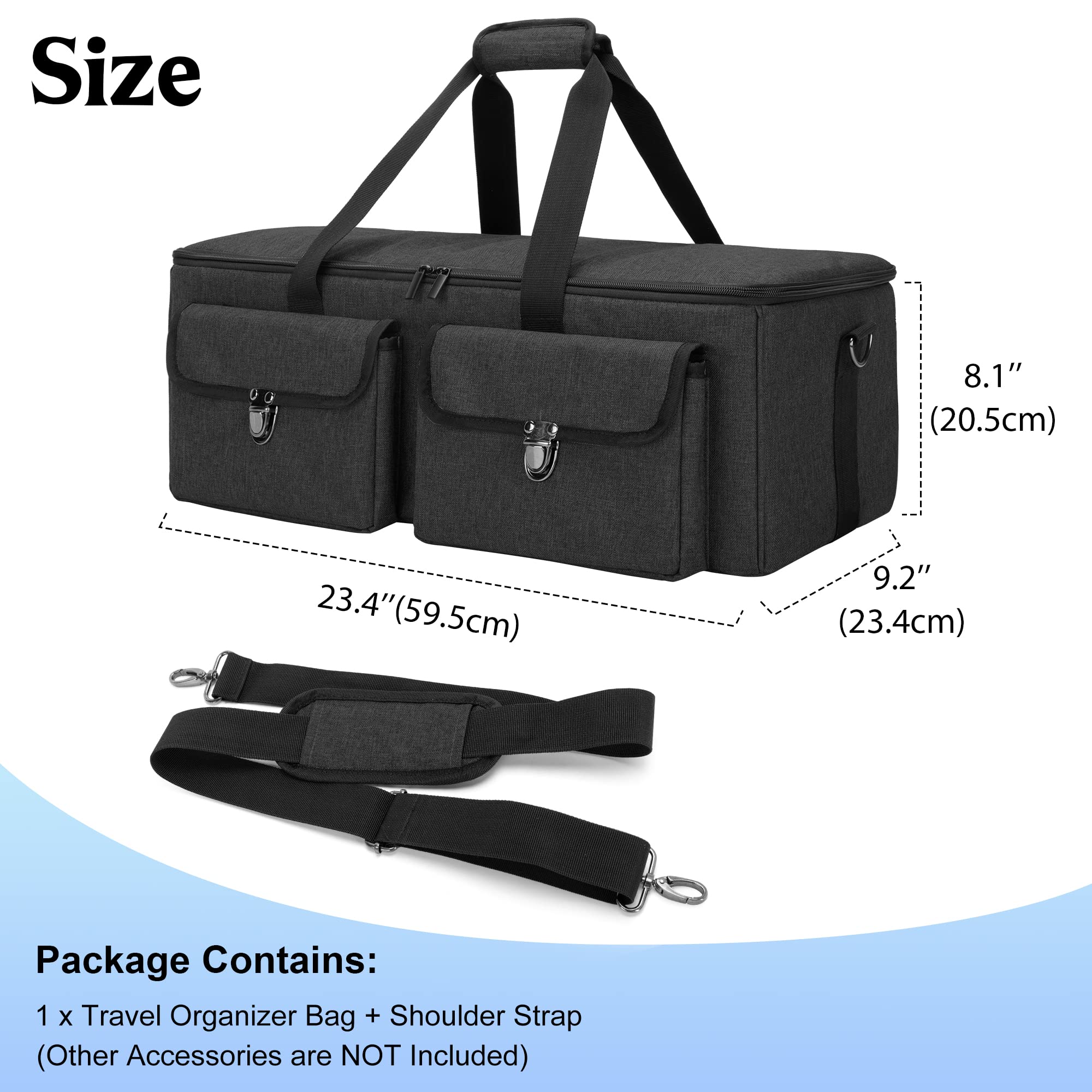 YARWO Tripod Carrying Case 23.4β Long, Portable Photo Studio Equipment Storage Bag Compatible for Manfrotto Tripods, Camera Monopod, Speaker, Microphone, Light Stand and Photography Accessories, Black