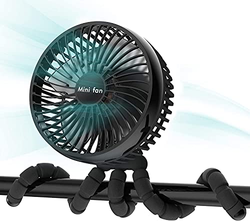 Versatile Fan, 10000mAh Battery Powered Clip On Fan With 53H Long Working Time, 4 Speeds, Strong Wind, Sturdy Tripod, 360° Rotate Ultra Quiet USB Fan for Stroller Treadmill Tent Office