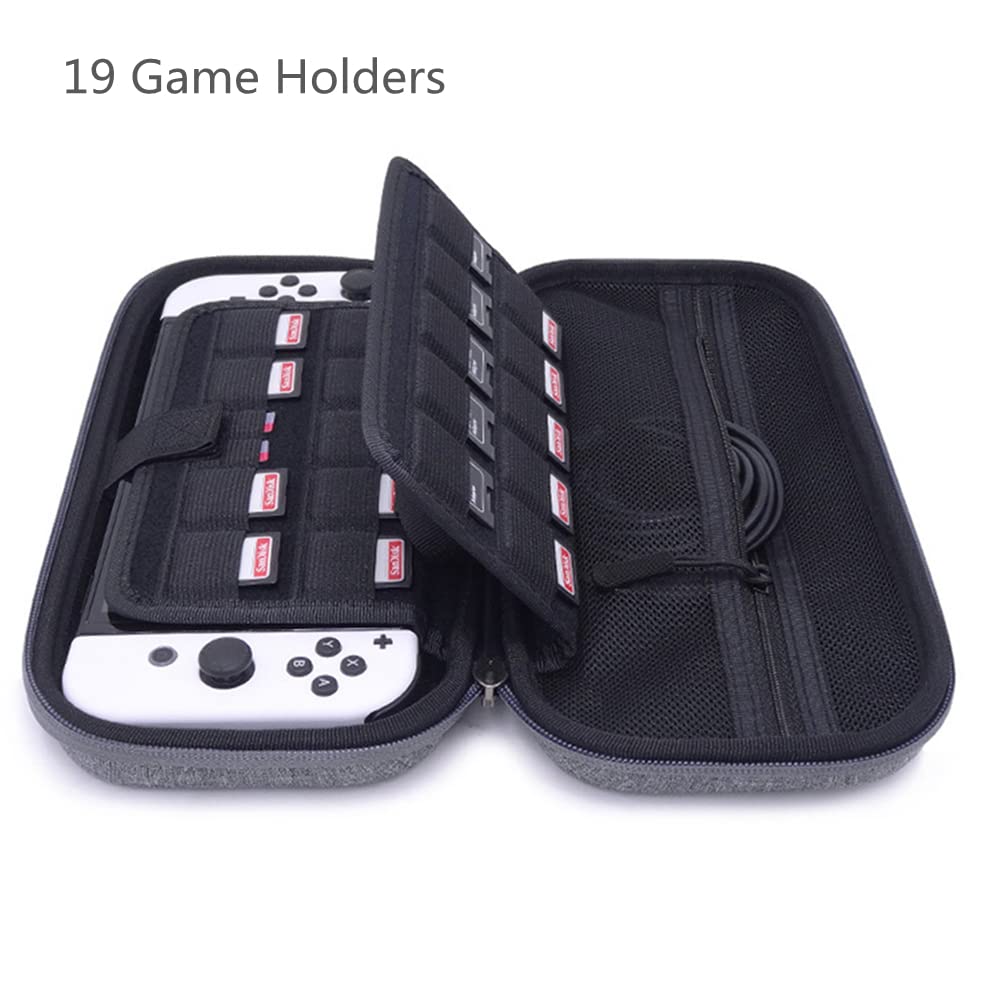 SOYAN Carry Case & Screen Protectors Compatible with Nintendo Switch (Gray)