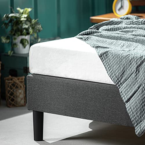 ZINUS Curtis Upholstered Platform Bed Frame / Mattress Foundation / Wood Slat Support / No Box Spring Needed / Easy Assembly, Grey, King