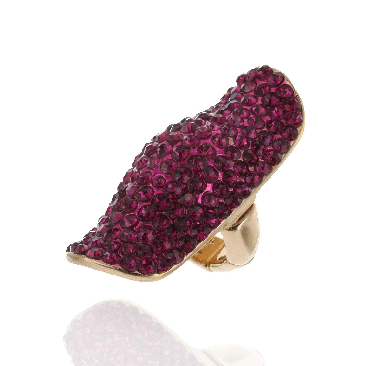 SP Sophia Collection Half Finger Long Fully Studded Adjustable Rhinestone Ring in Orange