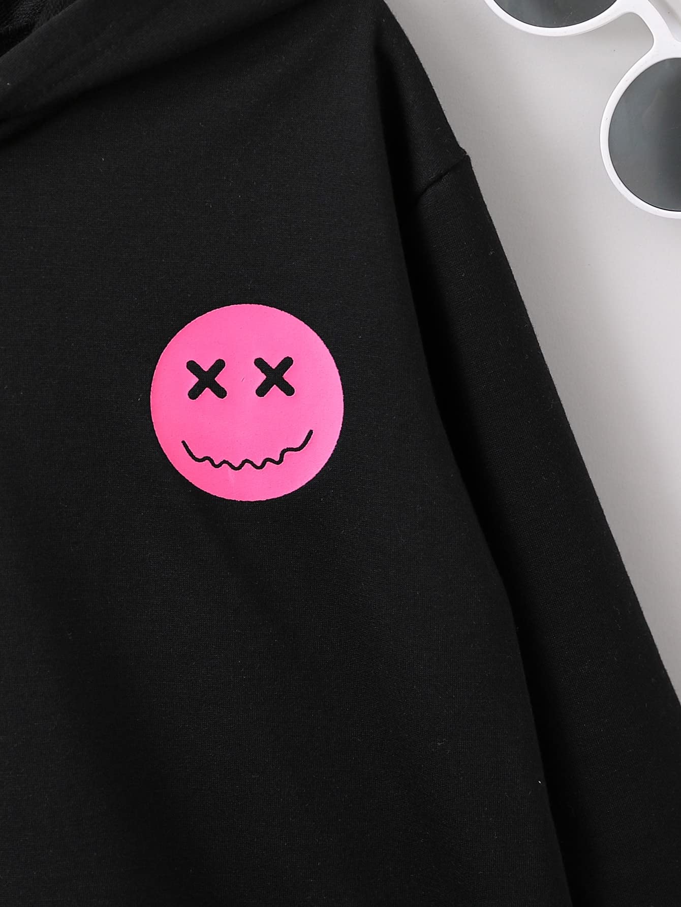 SOLY HUX Girl's Graphic Hoodie Sweatshirt Letter Print Pullover Tops Drop Shoulder Shirt Black 11-12Y
