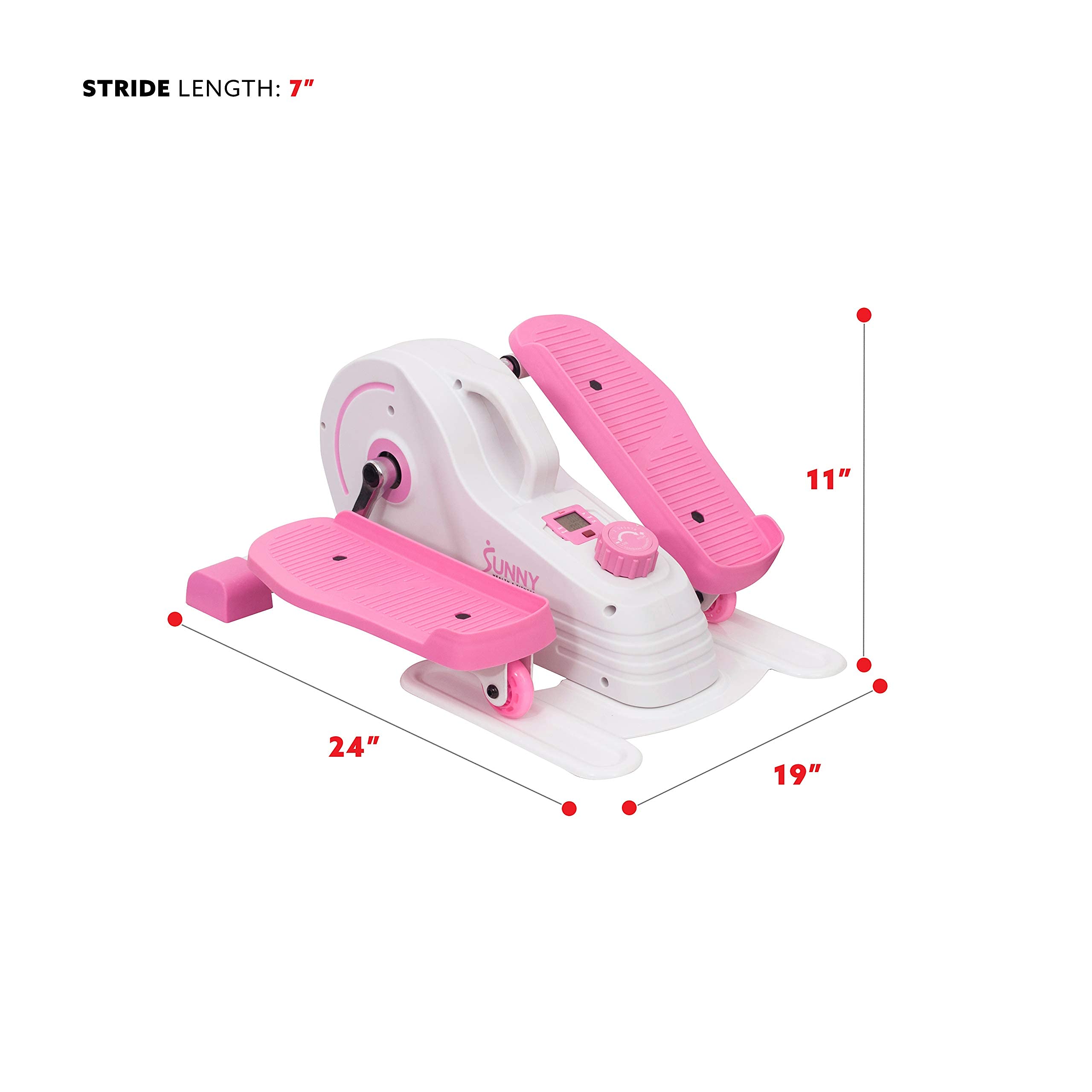Sunny Health & Fitness Pink Under Desk Elliptical Machine - P2030 (Renewed)