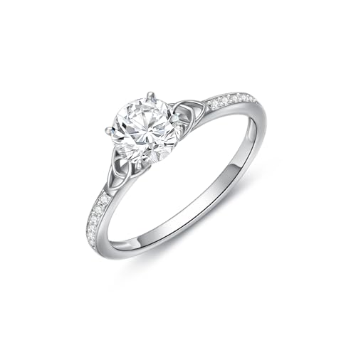 Wedding Ring Set Bridal Sets Moissanite Engagement Ring for Women Set Platinum Plated Silver Celtic Rings for Women Anniversary Promise Rings size7.5
