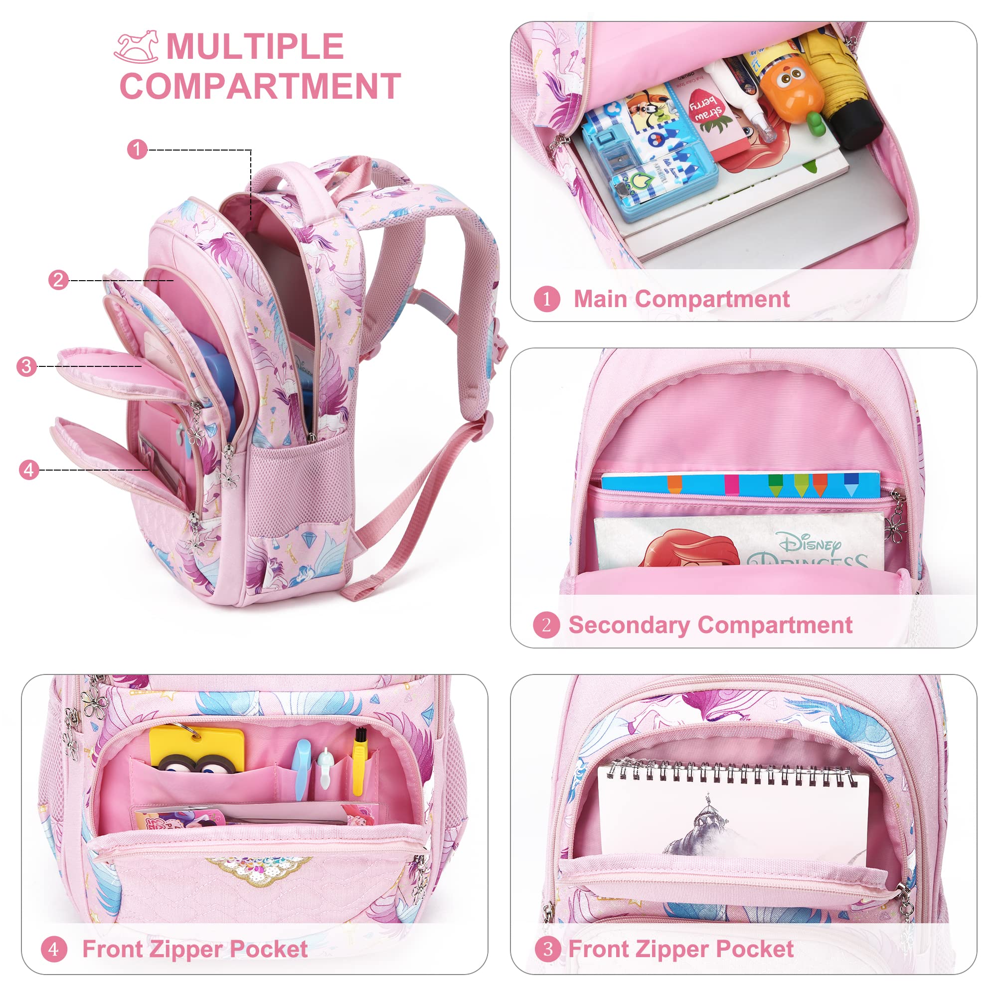 Windtook Kids School Backpack for Girls Elementary Student Bags with Insulated Lunch Bag Pencil Case 3 in 1 Bookbags