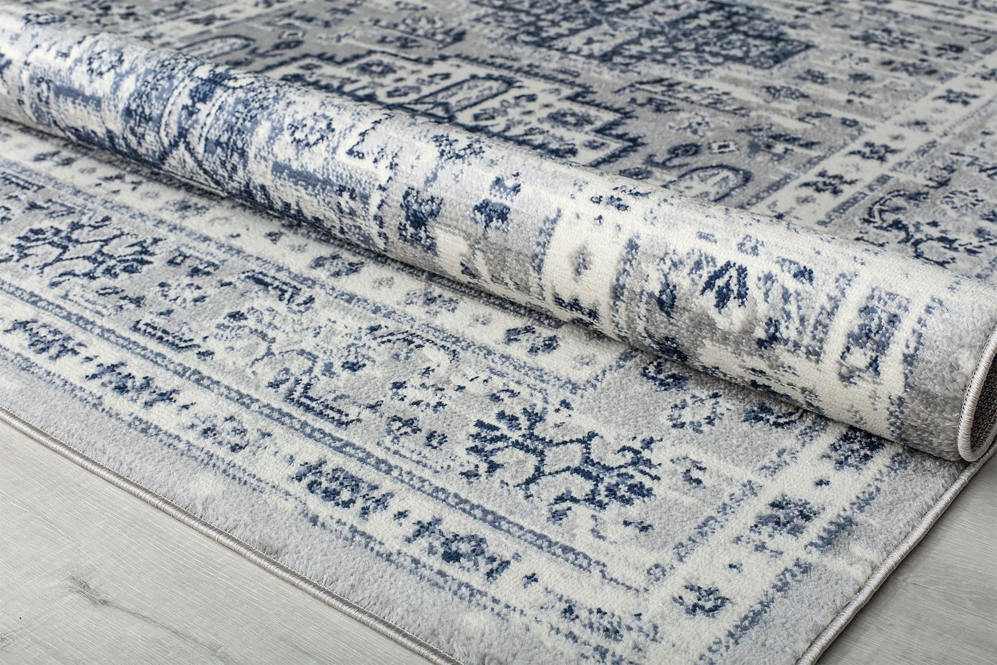 Rugs America Gallagher GL55F Inky Sundara Vintage Transitional Blue Distressed Non-Shedding Living Room Bedroom Dining Home Office Area Rug, 5'3"x7'