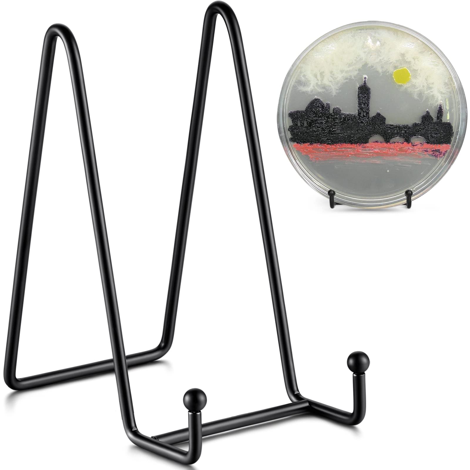 TR-LIFE 4 Pack 6 Inch Plate Stands for Display - Plate Holder Display Stand + Metal Frame Holder Stand for Picture, Decorative Plate, Book, Photo Easel (Black 4 Pack)