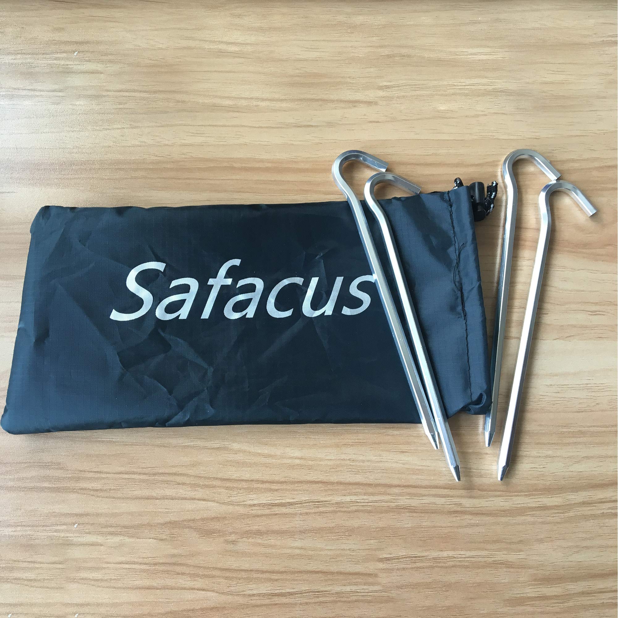 SAFACUS Tent Pegs - 20Pcs Aluminium Tent Stakes Pegs with Hook, Hexagon Rod Stakes Nail Spike Garden Stakes Camping Pegs for Tent