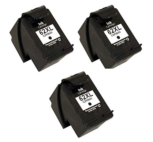 SuppliesMAX Remanufactured Replacement for HP Envy 5540/5545/5640/5660/5665/7640/7645/8000/8005 Black High Yield Inkjet (3/PK-600 Page Yield) (NO. 62XL) (C2P05AE_3PK)