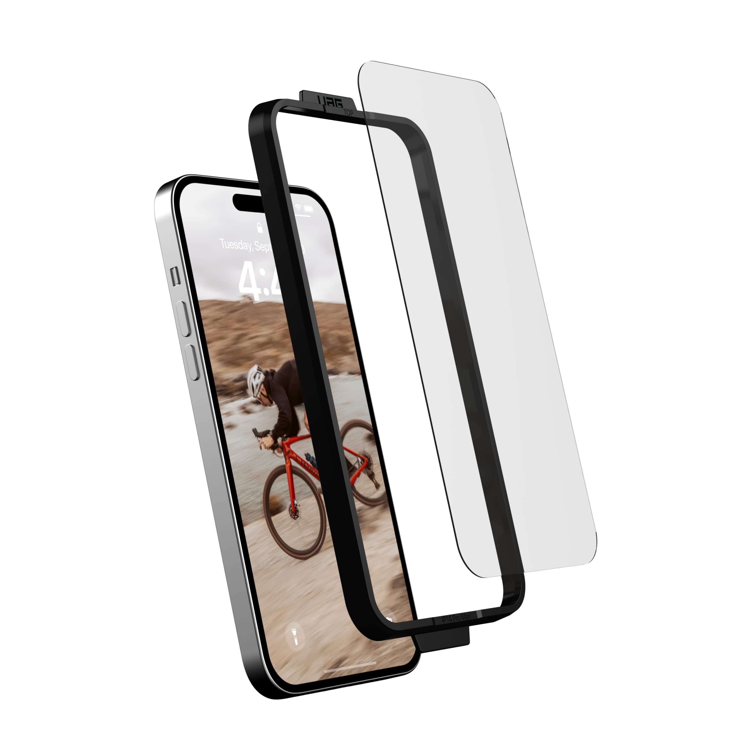 URBAN ARMOR GEAR UAG Designed for iPhone 14 Pro Max Glass Screen Protector Shield 6.7" Premium 9H Strengthened Tempered Glass Anti-Fingerprint Antimicrobial Scratch Resistant Bubble Free Clear