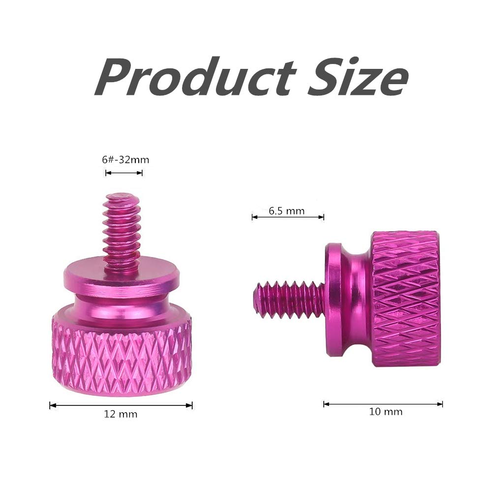 YATENG 10-pcs Anodized Aluminum Computer Case Thumbscrews (6-32 Thread) for Computer Cover / Power Supply / PCI Slots / Hard Drives DIY Personality Modification & beautification (Pink)