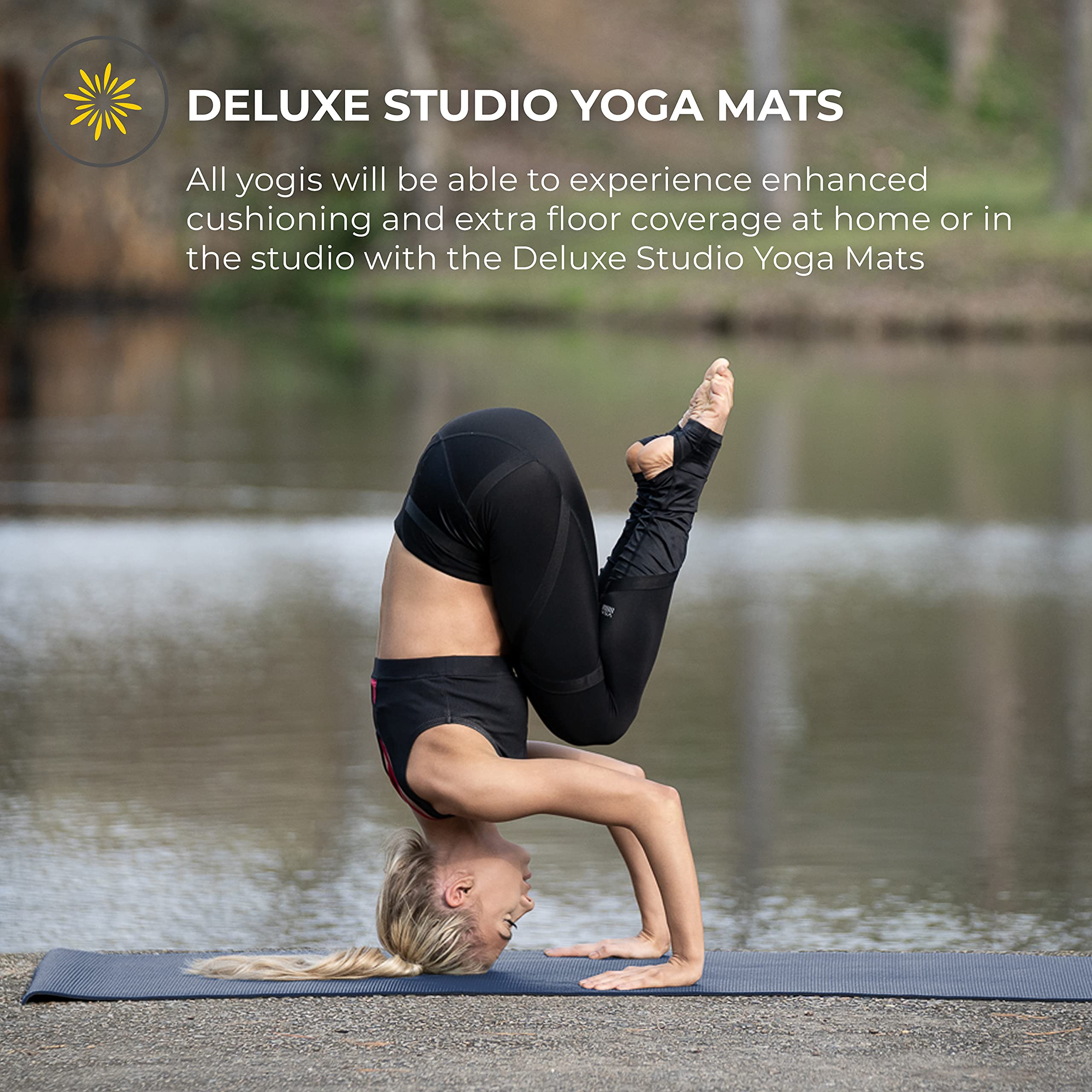 Sunshine Yoga 10-Pack Deluxe Studio 6mm Extra Thick Yoga Mat, 74" x 24" Extra Long Exercise Mat, Non Slip, Anti-Tear Fitness Mat, Yoga Mats for Schools, Studios, or Gyms, Dark Blue