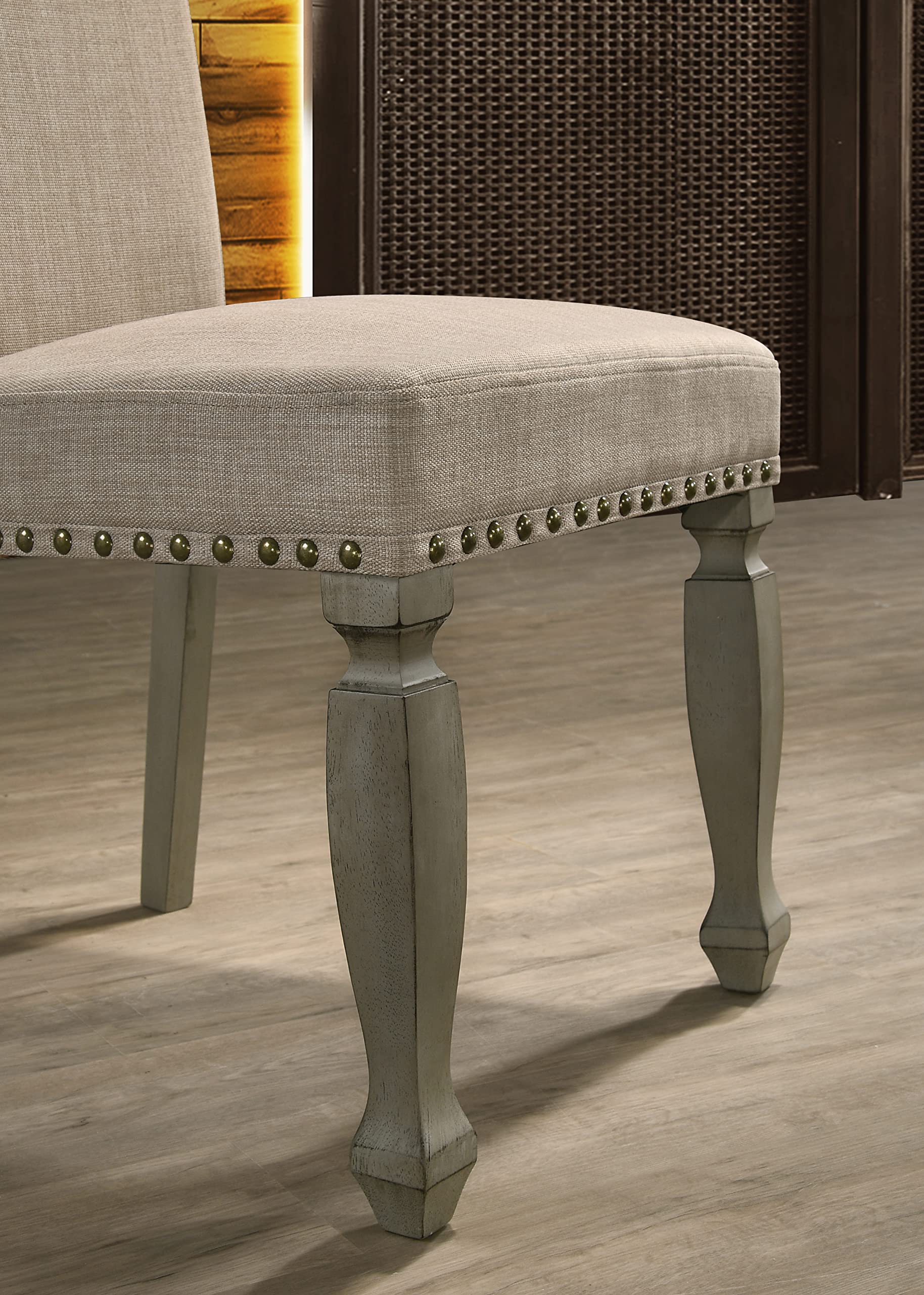 Roundhill Furniture Breda 7-Piece Wood Dining Set, Antique Gray and Dark Oak