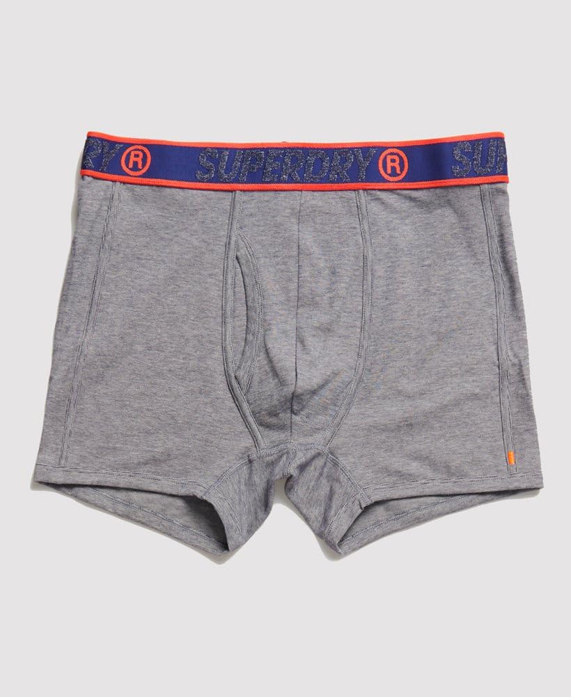 Superdry Mens Sports Boxers Double Pack Chrome Navy Feeder/Downhill Navy Size Xl
