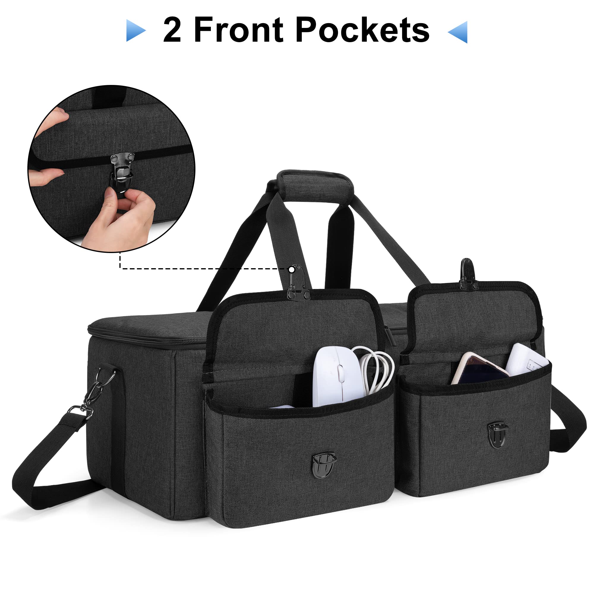 YARWO Tripod Carrying Case 23.4β Long, Portable Photo Studio Equipment Storage Bag Compatible for Manfrotto Tripods, Camera Monopod, Speaker, Microphone, Light Stand and Photography Accessories, Black