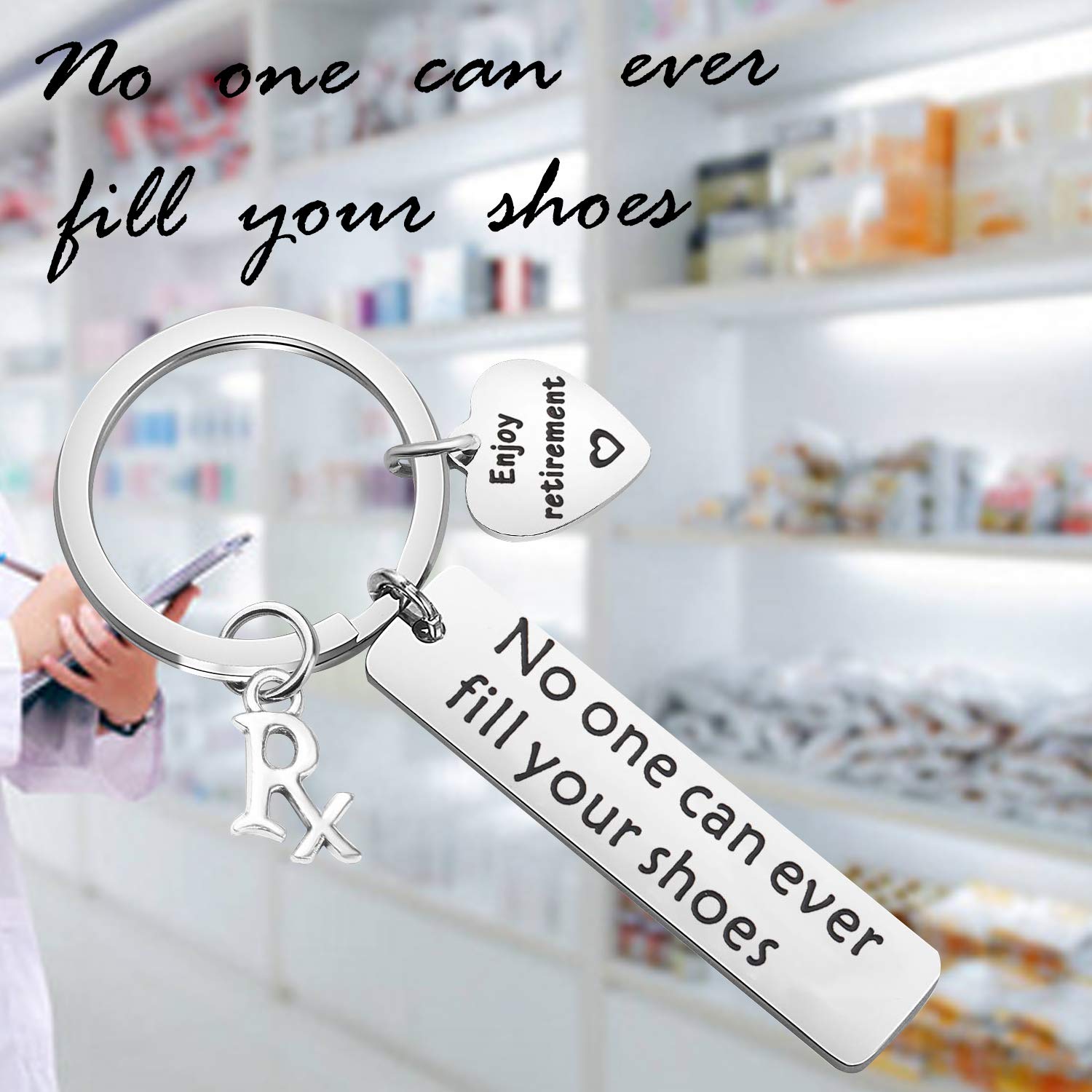 WUSUANED Pharmacist Retirement Keychain RX Retirement Gift For Pharmacy Tech