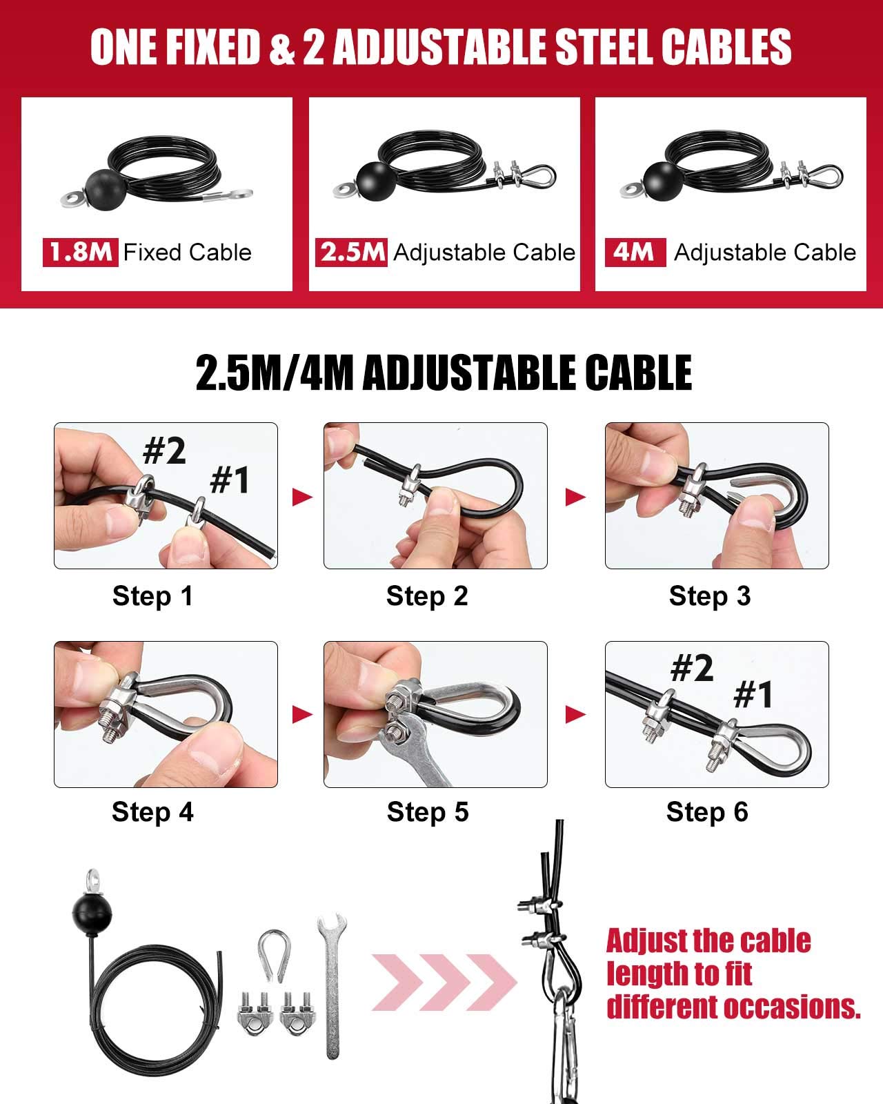 Weight Cable Pulley System Gym, DIY Home Gym Fitness Pulley Cable Machine Attachment System, Upgrade Lat Pull Down Cable Pully Attachments for Biceps Curl, Tricep, Back, Forearm, Shoulder Workouts